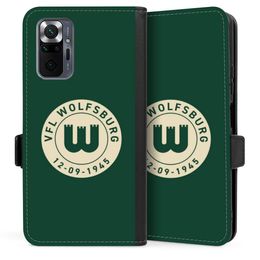 DeinDesign Xiaomi Redmi Note 10 Pro Handy Klapph&uuml;lle Handyh&uuml;lle aus Kunst Leder schwarz Flip Case 80 Jahre Vfl Wolfsburg Official Licensed Product Sideflip mit 
