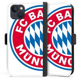 DeinDesign iPhone 13 Handy Klapph&uuml;lle Handyh&uuml;lle aus Kunst Leder schwarz Flip Case Logo Fc Bayern M&uuml;nchen Fcb Sideflip mit Lasche
