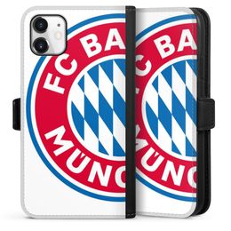 DeinDesign iPhone 11 Handy Klapph&uuml;lle Handyh&uuml;lle aus Kunst Leder schwarz Flip Case Logo Fc Bayern M&uuml;nchen Fcb Sideflip mit Lasche