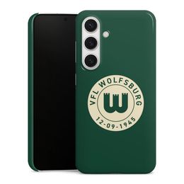 DeinDesign Galaxy S24 Handy Premium Case Smartphone Handyh&uuml;lle Schutzh&uuml;lle gl&auml;nzend 80 Jahre Vfl Wolfsburg Official Licensed Product Premium Case