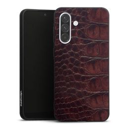 DeinDesign Galaxy A36 5G Handy Premium Silikon H&uuml;lle Handyh&uuml;lle schwarz Case Leather Crocodile Animal Print Silikon Premium Case