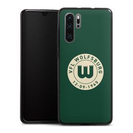 DeinDesign Huawei P30 Pro Handy Silikon H&uuml;lle Case schwarz Handyh&uuml;lle 80 Jahre Vfl Wolfsburg Official Licensed Product