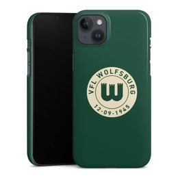 DeinDesign iPhone 14 Plus Handy Premium Case Smartphone Handyh&uuml;lle Schutzh&uuml;lle gl&auml;nzend 80 Jahre Vfl Wolfsburg Official Licensed Product Premium Case