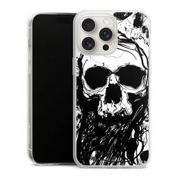 DeinDesign iPhone 15 Pro Max Handy Silikon H&uuml;lle Case transparent Handyh&uuml;lle Totenkopf Skulls Halloween Silikon Case