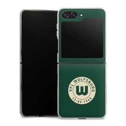 DeinDesign Galaxy Z Flip 5 Handy Hard Case Schutzh&uuml;lle transparent Smartphone Handy H&uuml;lle Vfl Wolfsburg Official Licensed Product 80 Jahre Hard Case