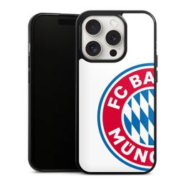 DeinDesign iPhone 15 Pro Handy Slim Case extra d&uuml;nn Silikon Handyh&uuml;lle schwarz H&uuml;lle Logo Fc Bayern M&uuml;nchen Fcb Silikon Slim Case
