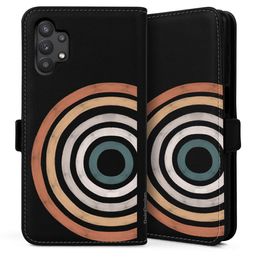 DeinDesign Galaxy A32 5G Handy Klapph&uuml;lle Handyh&uuml;lle aus Kunst Leder schwarz Flip Case Circle Rainbow Water Colour Sideflip mit langer Lasche