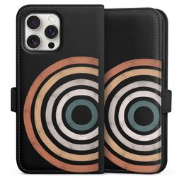 DeinDesign iPhone 15 Pro Max Handy Klapph&uuml;lle Handyh&uuml;lle aus Kunst Leder schwarz Flip Case Circle Rainbow Water Colour Sideflip mit Lasche