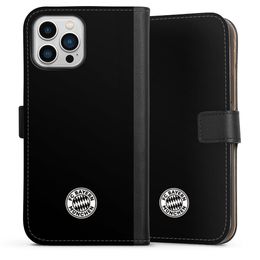 DeinDesign iPhone 13 Pro Max Handy Klapph&uuml;lle Handyh&uuml;lle aus Kunst Leder schwarz Flip Case Official Licensed Product Fcb Fc Bayern M&uuml;nchen Sideflip mit langer 