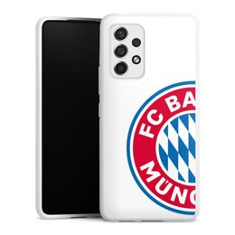 DeinDesign Galaxy A53 5G Handy Silikon H&uuml;lle Case wei&szlig; Handyh&uuml;lle Logo Fcb Fc Bayern M&uuml;nchen Silikon Case