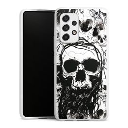 DeinDesign Galaxy A53 5G Handy Silikon H&uuml;lle Case wei&szlig; Handyh&uuml;lle Halloween Totenkopf Skulls Silikon Case