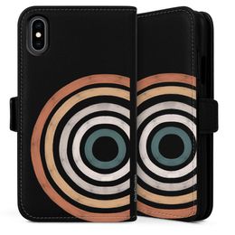 DeinDesign iPhone X Handy Klapph&uuml;lle Handyh&uuml;lle aus Kunst Leder schwarz Flip Case Circle Rainbow Water Colour Sideflip mit langer Lasche