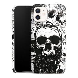 DeinDesign iPhone 12 Handy Premium Case Smartphone Handyh&uuml;lle Schutzh&uuml;lle matt Totenkopf Skulls Halloween Premium Case
