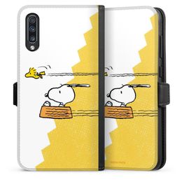 DeinDesign Galaxy A70 Handy Klapph&uuml;lle Handyh&uuml;lle aus Kunst Leder schwarz Flip Case Snoopy Peanuts Children Sideflip mit Lasche