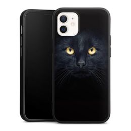 DeinDesign iPhone 12 mini Handy Premium Silikon H&uuml;lle Handyh&uuml;lle schwarz Case Eye Cat Black Silikon Premium Case