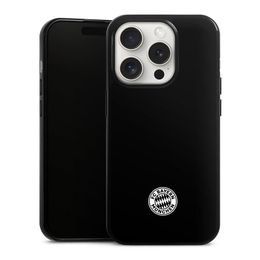 DeinDesign iPhone 15 Pro Handy Slim Case extra d&uuml;nn Silikon Handyh&uuml;lle schwarz H&uuml;lle Official Licensed Product Fcb Fc Bayern M&uuml;nchen Silikon Slim Case