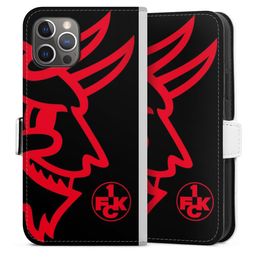 DeinDesign iPhone 12 Pro Handy Klapph&uuml;lle Handyh&uuml;lle aus Kunst Leder wei&szlig; Flip Case 1. Fc Kaiserslautern Logo Official Licensed Product Sideflip mit Lasche
