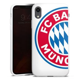 DeinDesign iPhone Xr Handy Silikon H&uuml;lle Case wei&szlig; Handyh&uuml;lle Logo Fc Bayern M&uuml;nchen Fcb Silikon Case
