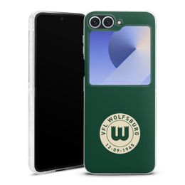 DeinDesign Galaxy Z Flip 6 Handy Hard Case Schutzh&uuml;lle transparent Smartphone Handy H&uuml;lle Vfl Wolfsburg Official Licensed Product 80 Jahre Hard Case