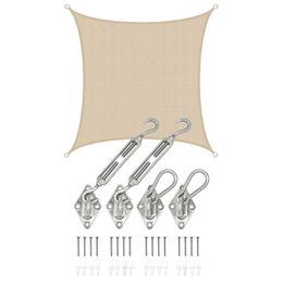 AMANKA 2x2 UV Sonnensegel Viereckig Atmungsaktiv - Sonnenschutz Segel mit Befestigung