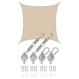 AMANKA 3x3 UV Sonnensegel Viereckig Atmungsaktiv - Sonnenschutz Segel mit Befestigung