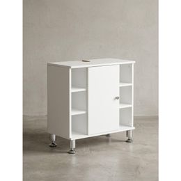 KADIMA DESIGN Moderner Badezimmer-Unterschrank, Chromfarbenfassung, gro&szlig;em Stauraum, justierbare F&uuml;&szlig;e.