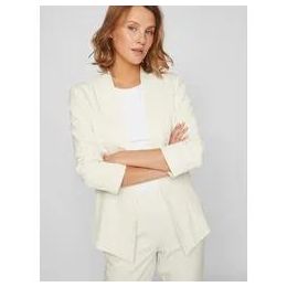 Kurzblazer Vila "VIHER NEW 3/4 BLAZER -NOOS", Damen, Gr. L, beige (birch), Web, Obermaterial: 63% Polyester, 33% Viskose, 4% Elasthan, unifarben, regular fit h&uuml;ftlang, Blazer Kurzblazer, Materialmix, regular fit