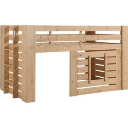 Kinderbett Home Affaire "Oliver", beige (kiefer farbe oak), B:97,2cm H:114,5cm L:214,4cm, Betten, Kinderbett, Jugendbett, Hausbett