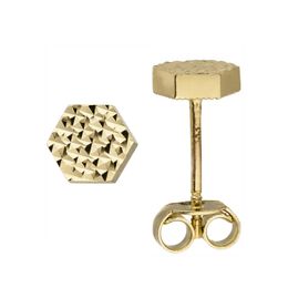 Paar Ohrstecker Jobo "Kleine Ohrringe Sechseck mit Struktur 5 mm", gelbgold 333, Ohrringe, Damen, Gelbgold 333, 8 Karat 333 Gold