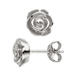 Paar Ohrstecker Jobo "Kleine Ohrringe Rose Blume 8,3 mm", silber 925, Ohrringe, Damen, Silber 925 (Sterlingsilber), 925 Silber rhodiniert