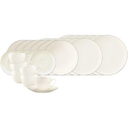Geschirr-Set Seltmann Weiden "Kombiservice Savona Grey Line 30er Set creme", beige (creme), 30, Porzellan, Geschirr-Sets, Geschirr-Set, Sp&uuml;lmaschinenfest, Mikrowellensicher, Ofenfest