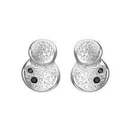 Paar Ohrstecker Jobo, silber 925, schwarz, Ohrringe, Damen, Silber 925 (Sterlingsilber), 925 Silber mit 4 schwarzen Zirkonia