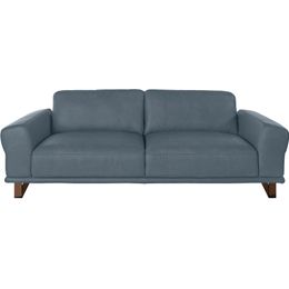 2,5-Sitzer W.Schillig "montanaa", blau (blau z69), B:232cm H:78cm T:94cm, Sofas, mit Metallkufen in Bronze pulverbeschichtet, Breite 232 cm