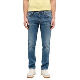 Slim-fit-Jeans Mustang "Herren Style Oregon Slim", Damen, Gr. 32, L&auml;nge 30, 683 mittelblau, Denim/Jeans, 99% Baumwolle, 1% Elasthan, unifarben, slim fit, Jeans Slim-fit-Jeans