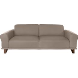 2,5-Sitzer W.Schillig "montanaa", braun (stone z59), B:232cm H:78cm T:94cm, Sofas, mit Metallkufen in Bronze pulverbeschichtet, Breite 232 cm
