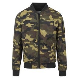 Allwetterjacke Urban Classics "Urban Classics Herren Light Camo Bomber Jacket", Herren, Gr. L, woodcamo, 100% Polyester, mehrfarbig, normal, Rundhals, Jacken