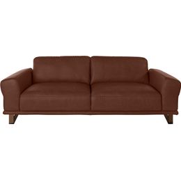 2,5-Sitzer W.Schillig "montanaa", braun (tobacco z69), B:232cm H:78cm T:94cm, Sofas, mit Metallkufen in Bronze pulverbeschichtet, Breite 232 cm
