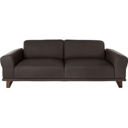 2,5-Sitzer W.Schillig "montanaa", braun (braun z59), B:232cm H:78cm T:94cm, Sofas, mit Metallkufen in Bronze pulverbeschichtet, Breite 232 cm