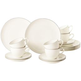 Geschirr-Set Seltmann Weiden "Kaffeeservice Savona Grey Line 18er Set creme", beige (creme), 18, Porzellan, Geschirr-Sets, Geschirr-Set, Sp&uuml;lmaschinenfest, Mikrowellensicher, Ofenfest