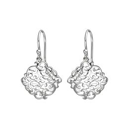 Paar Ohrh&auml;nger Jobo "Ohrringe Floral 30 mm h&auml;ngend", silber 925, Ohrringe, Damen, Silber 925 (Sterlingsilber), 925 Silber rhodiniert