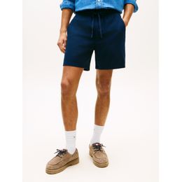 Shorts Tommy Jeans "LINEN BLEND PULL-ON", Herren, Gr. L, N-Gr, schwarz night navy, Web, Obermaterial: 86% Baumwolle, 14% Leinen, unifarben, regular fit kurz, Hosen Shorts, Regular fit mit praktischen Taschen