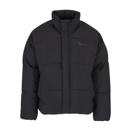 Winterjacke Karl Kani "Karl Kani Karl Kani Small Signature Puffer Jacket", Herren, Gr. L, schwarz, 100% Polyester, mehrfarbig, loose fit, amerikanischer Ausschnitt, Jacken Winterjacke