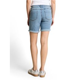 Jeansshorts Tom Tailor "ALEXA Slim", Damen, Gr. 27, N-Gr, used light stone blau denim, Denim/Jeans, Obermaterial: 66% Baumwolle, 33% Polyester, 1% Elasthan. Futter: 65% Baumwolle, 35% Polyester, unifarben, schmal kurz, Jeans Jeansshorts, mit Aufschlag und Stretch