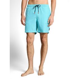 Badeshorts Tom Tailor, Herren, Gr. S, N-Gr, river teal, Web, Polyester, Badehosen Badeshorts, unifarben, mit Gummizug und Kordel