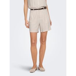 Chinoshorts Only "ONLSIESTA HW BELT LIN BL SHORTS PNT NOOS", Damen, Gr. XS (34), N-Gr, moonbeam, Web, Obermaterial: 80% Viskose, 20% Leinen, unifarben, regular fit kniefrei, Hosen Chinoshorts, mit Leinen