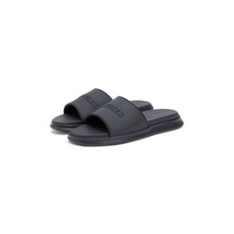 Pantolette Tommy Hilfiger "DUAL DENSITY HILFIGER POOL SLIDE", Herren, Gr. 46, schwarz, Gummi, Schuhe Pantolette, Sommerschuh, Schl&uuml;pfschuh mit Logoschriftzug
