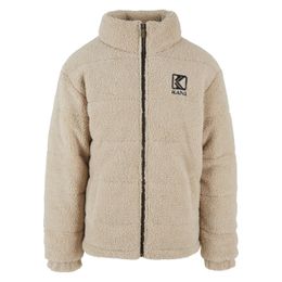Winterjacke Karl Kani "Karl Kani Herren KM213-070-1 Retro Teddy Puffer Jacket", Herren, Gr. S, light sand, 100% Polyester, loose fit, hoch geschlossener Ausschnitt, Jacken Winterjacke