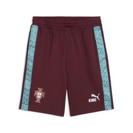 Sporthose Puma "Portugal KING Sweat-Shorts Herren", Herren, Gr. L, Normalgr&ouml;&szlig;en, ruby shimmer sea glass rot blau, Obermaterial: 68% Baumwolle, 32% Polyester. Taschenfutter: 100% Baumwolle. Besatz: 100% Polyester, unifarben, regular fit, Hosen Sporthose