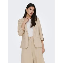 Kurzblazer Only "ONLGOA 3/4 UNLINE LINEN BL BLAZER CC TLR", Damen, Gr. 38, oxford tan, Web, Obermaterial: 70% Viskose, 30% Leinen, unifarben, loose fit normal, V-Ausschnitt, Blazer Kurzblazer, mit Leinen