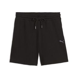 Sporthose Puma "HER High-Waist Shorts Damen", Damen, Gr. XS, Normalgr&ouml;&szlig;en, schwarz, Obermaterial: 58% Baumwolle, 4% Elasthan, 38% Polyester. Taschenfutter: 100% Baumwolle, unifarben, regular fit, Hosen Sporthose